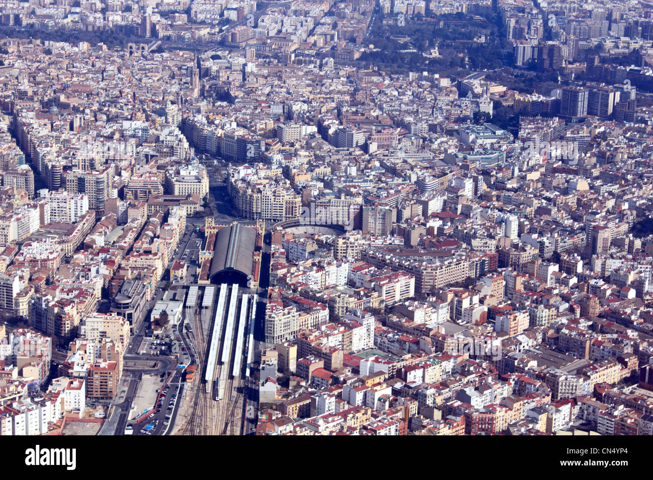View from plane of Valencia Spain Europe Stock Photo - Alamy