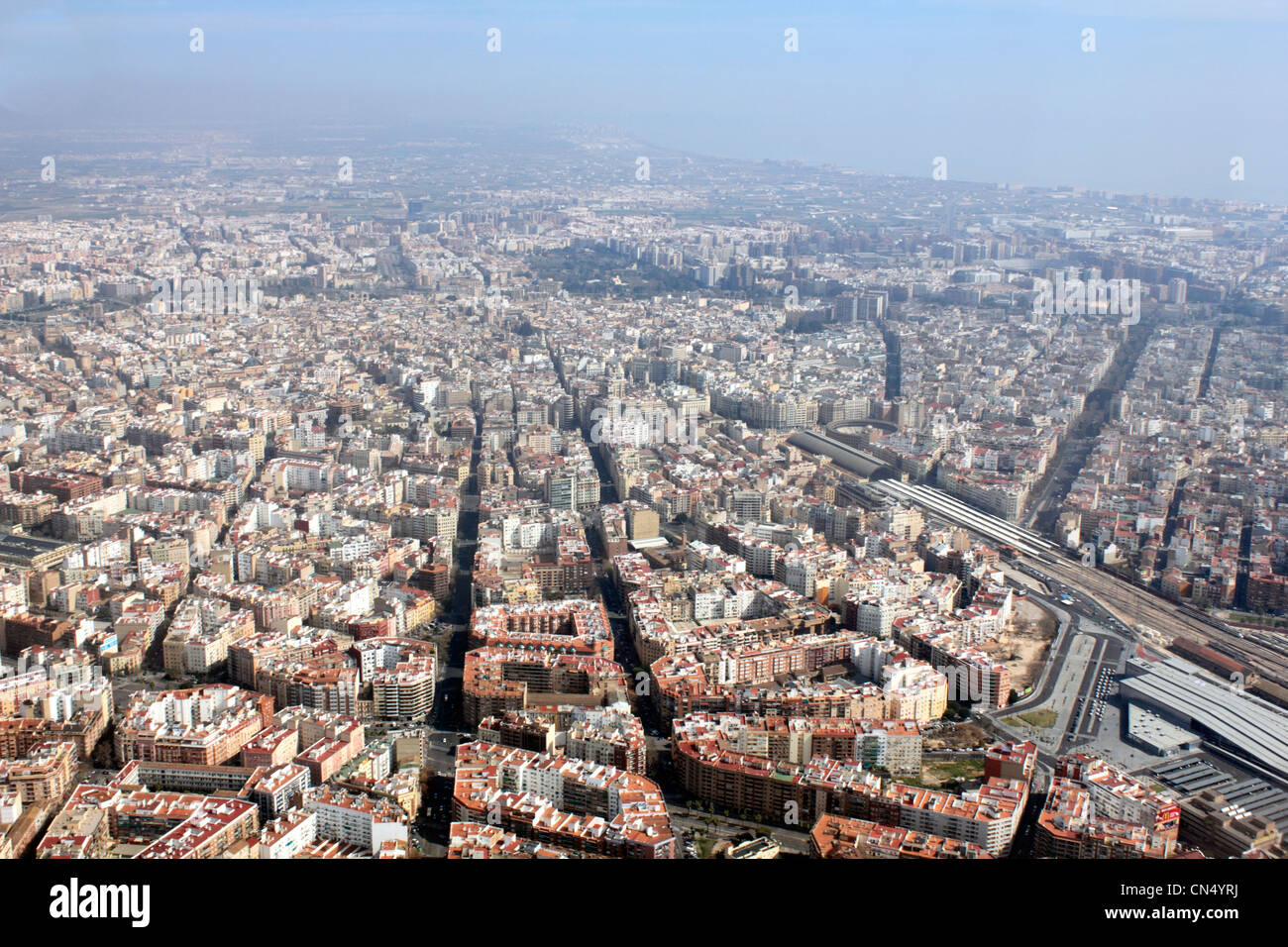 View from plane of Valencia Spain Europe Stock Photo - Alamy
