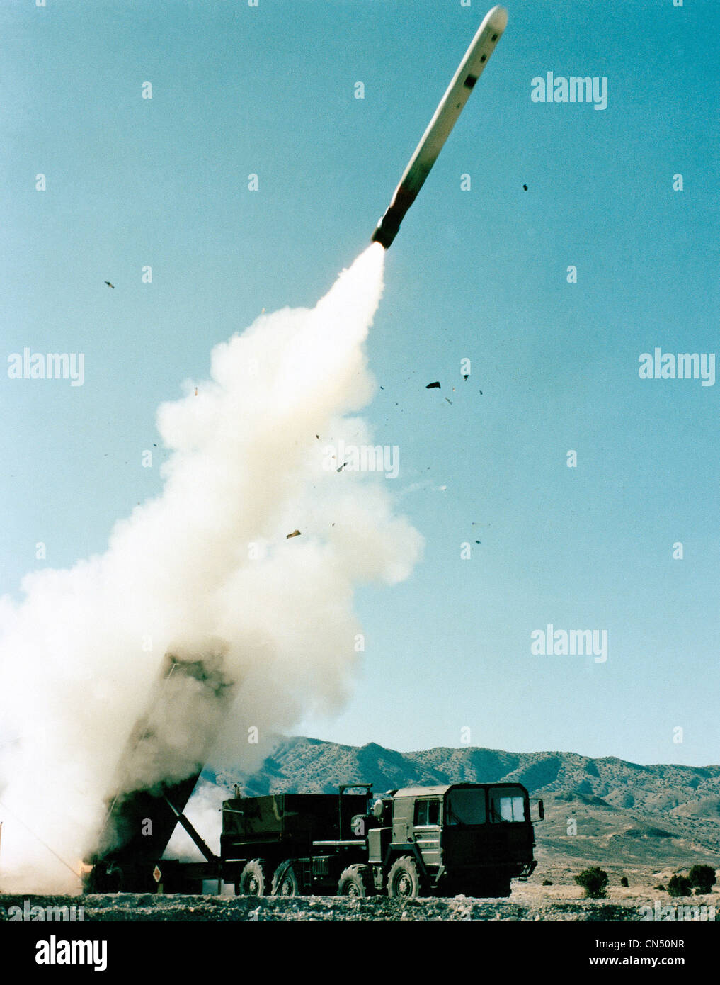A ground-launched cruise missile (GLCM) rises away from the Transporter ...