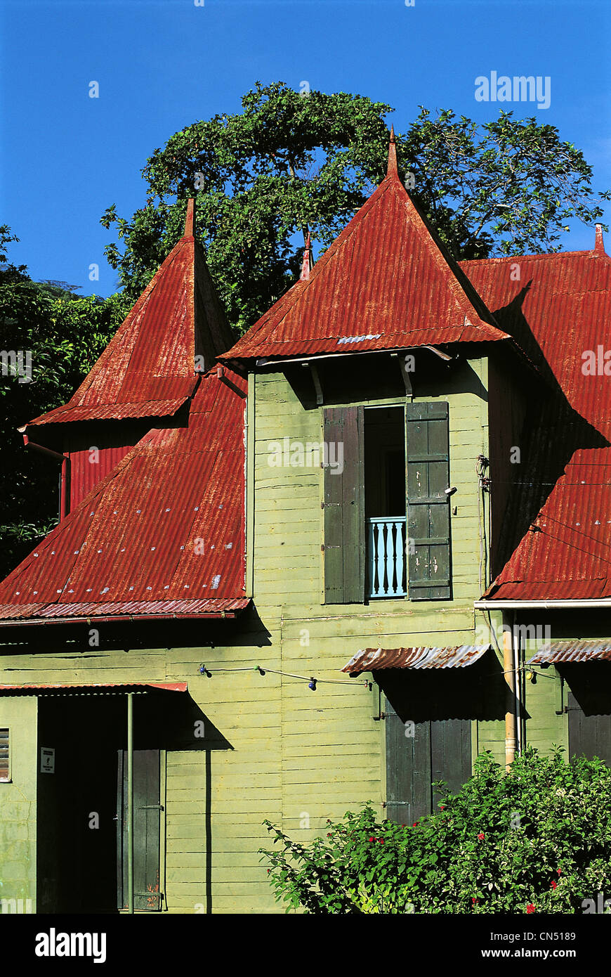 Seychelles, Mahe Island, Victoria, Colonial wooden house with ...