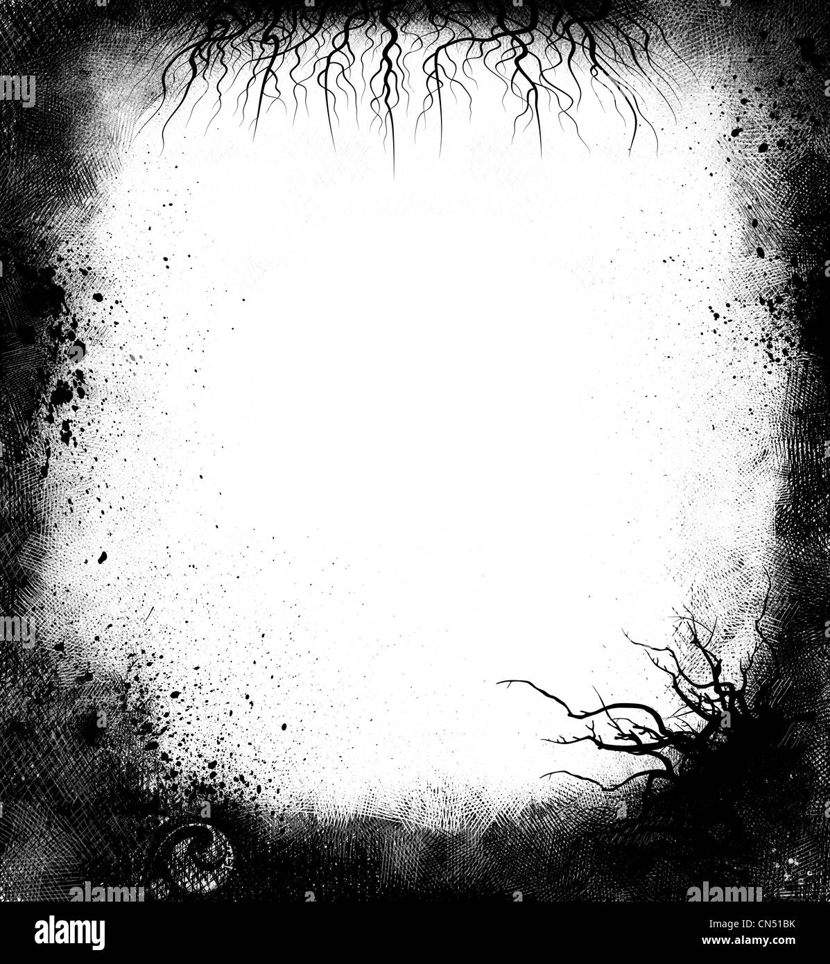 Grunge Goth Frame With Twisted Roots Stock Photo - Alamy