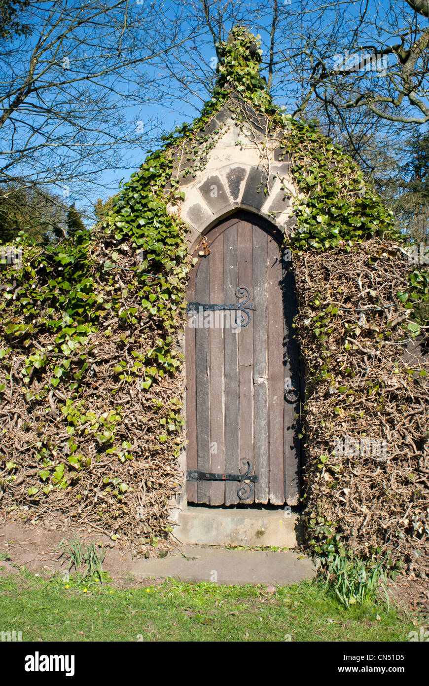 Gated doorway in the grounds of Newstead Abbey, Nottinghamshire ...