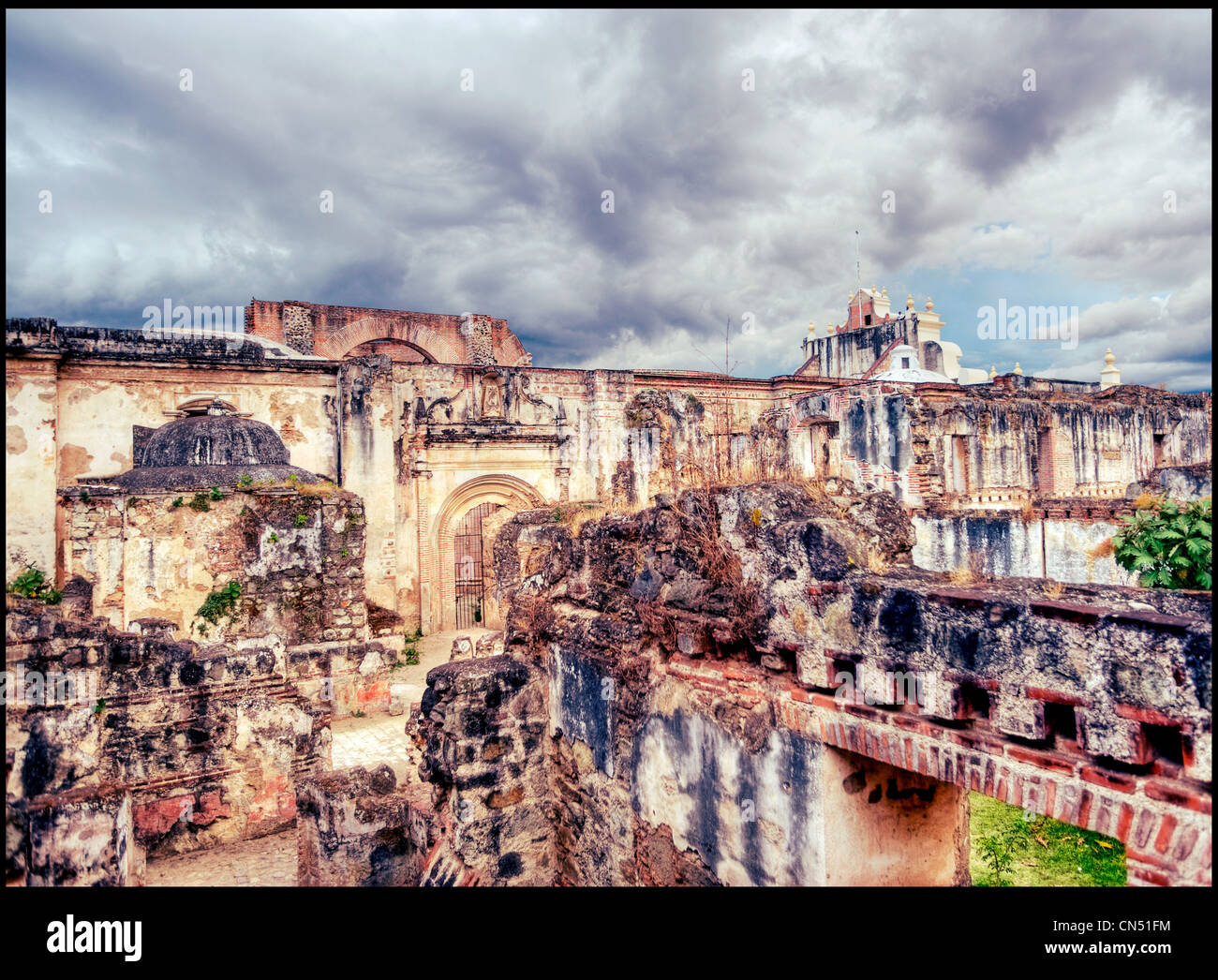 View of the ruins of Antigua Guatemala's Catedral de Santiago from a ...