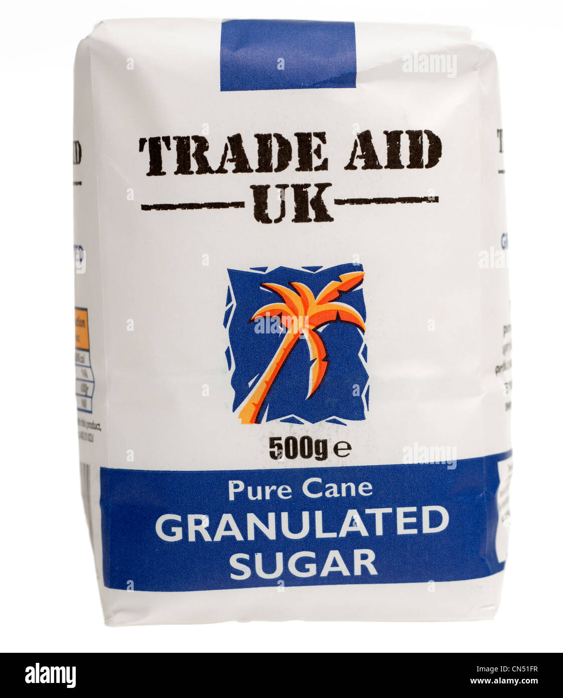 Bag of Trade Aid UK granulated sugar Stock Photo - Alamy