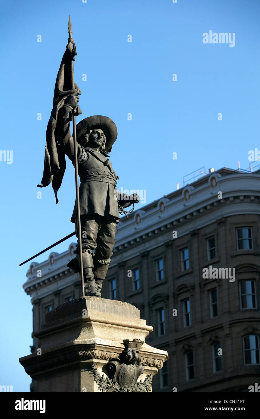 Paul Chomedey Statue, Place d'Armes, Old Montreal, Quebec Stock Photo ...