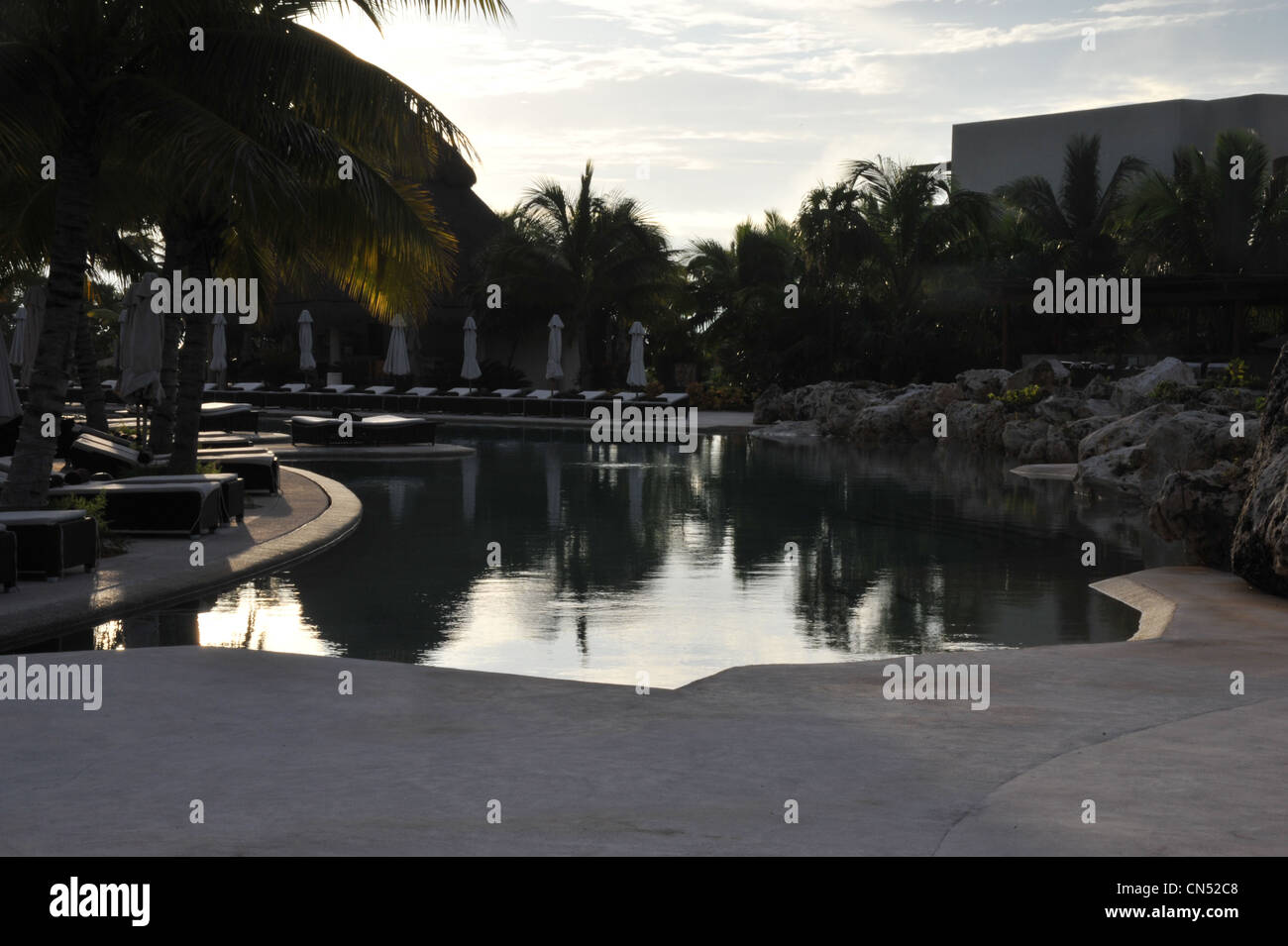 Infinity Pool at a resort in Cancun Mexico Stock Photo - Alamy