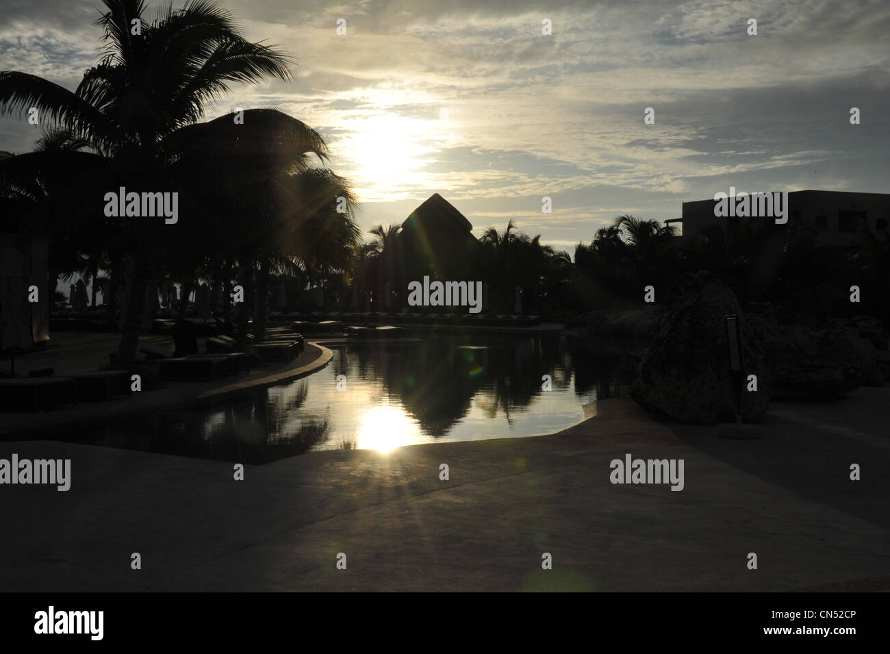 Infinity Pool at a resort in Cancun Mexico Stock Photo - Alamy