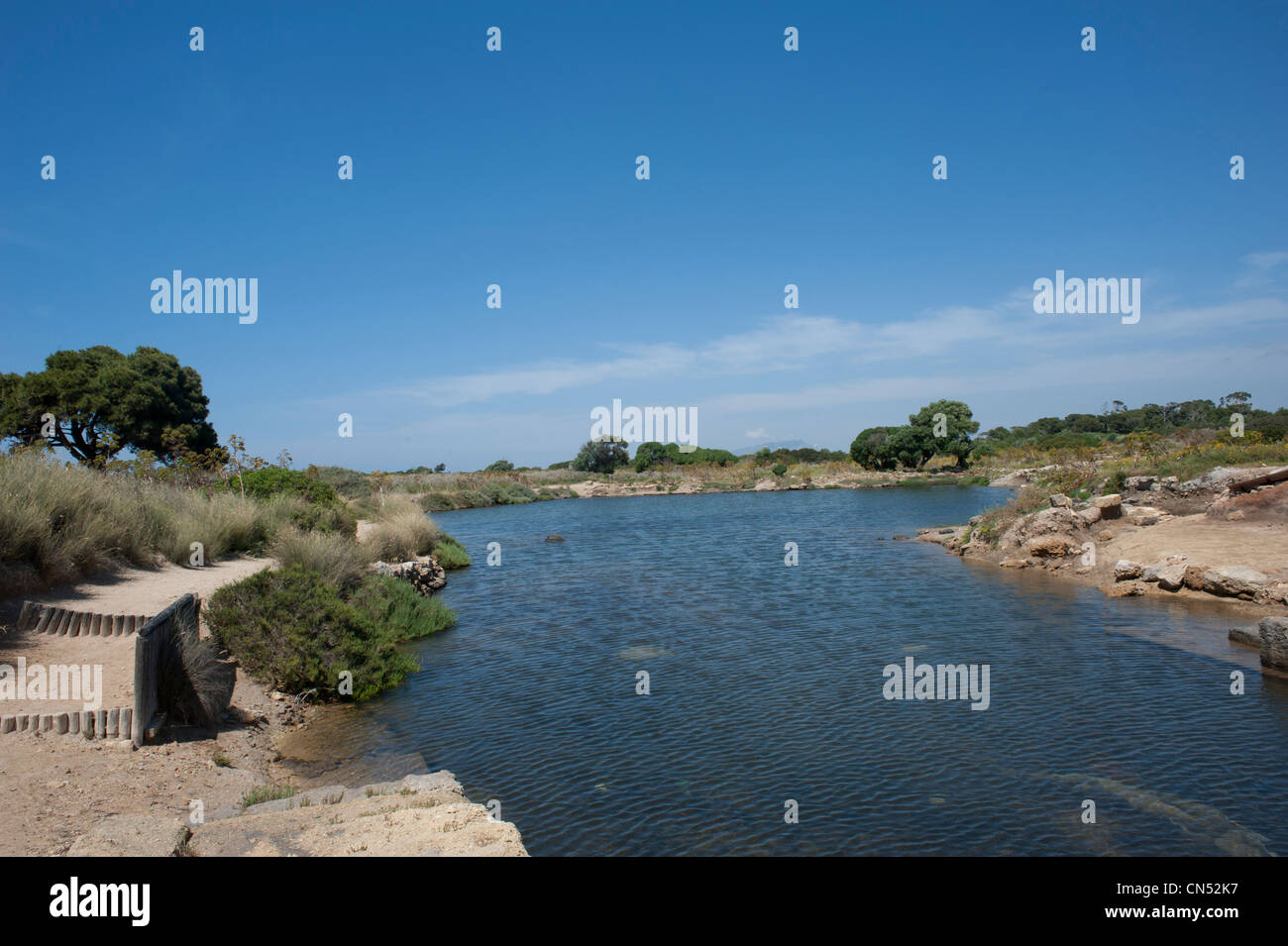 View of the ancient remains of a Phoenician and Carthaginian harbour at ...
