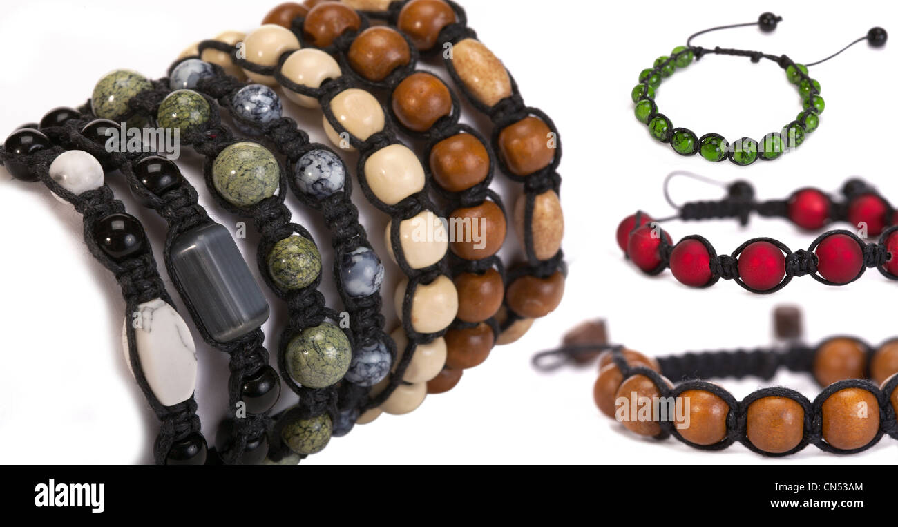 Popular Buddhist bracelet shamballa on a white background Stock Photo - Alamy