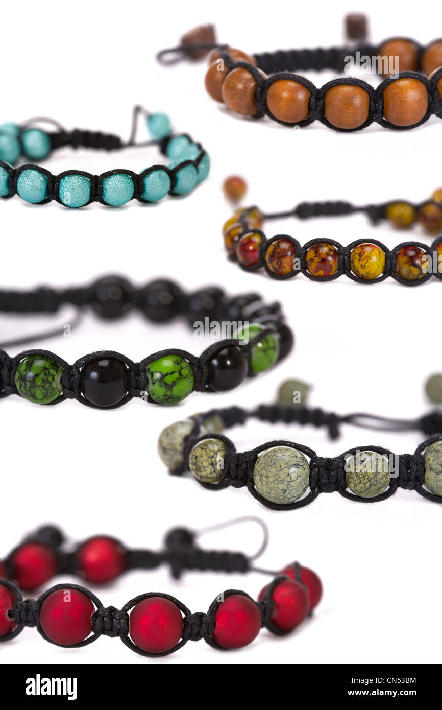 Popular Buddhist bracelet shamballa on a white background Stock Photo - Alamy