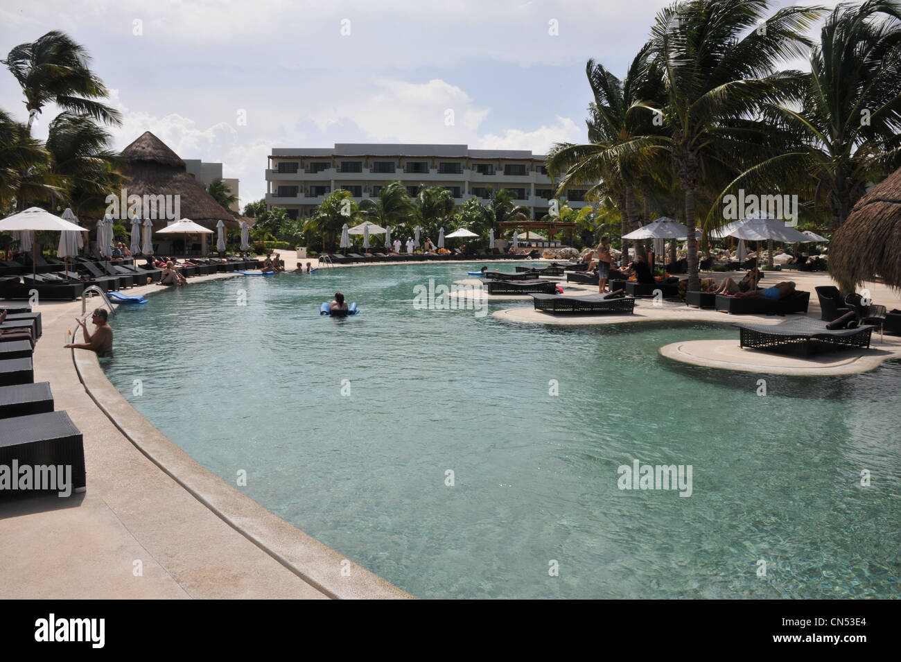 Infinity Pool at a resort in Cancun Mexico Stock Photo - Alamy