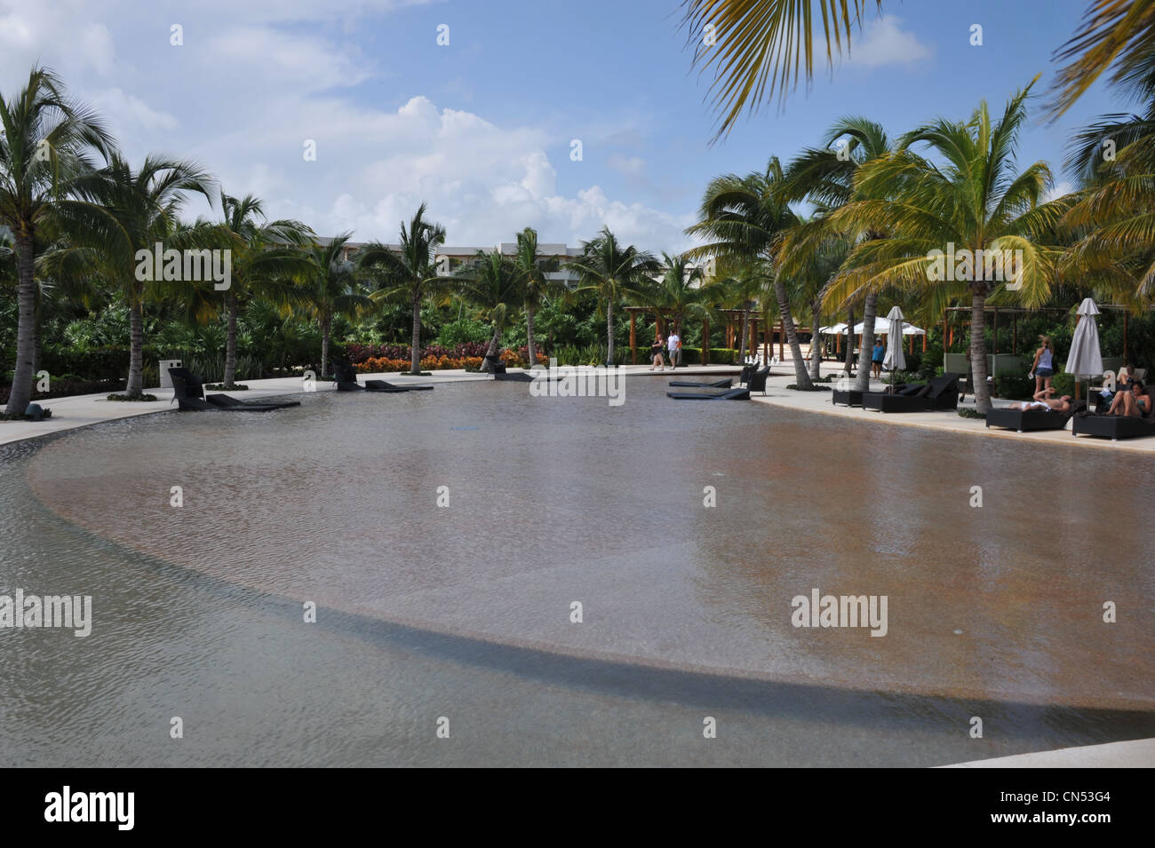 Infinity Pool at a resort in Cancun Mexico Stock Photo - Alamy