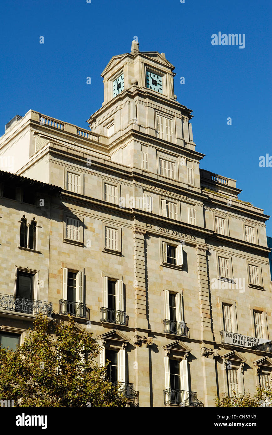 Spain, Catalonia, Barcelona, Placa de Catalunya, Art Deco building in ...