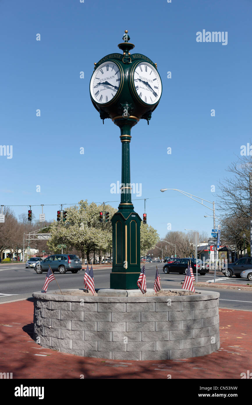 A 4-faced pedestal clock, dedicated to the Veterans of Westchester ...