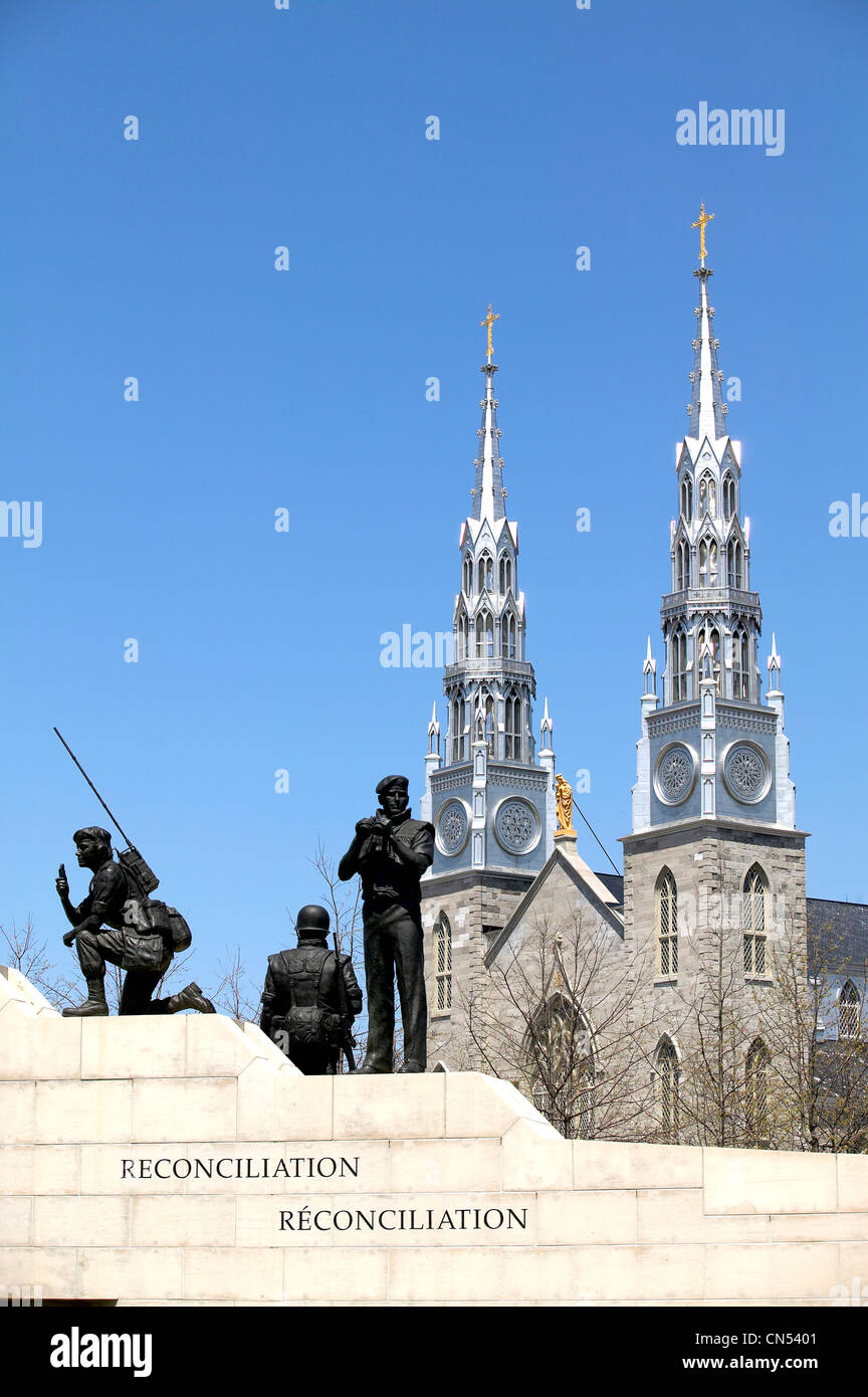 Peacekeeping Monument with Notre Dame Church in the background, Ottawa ...