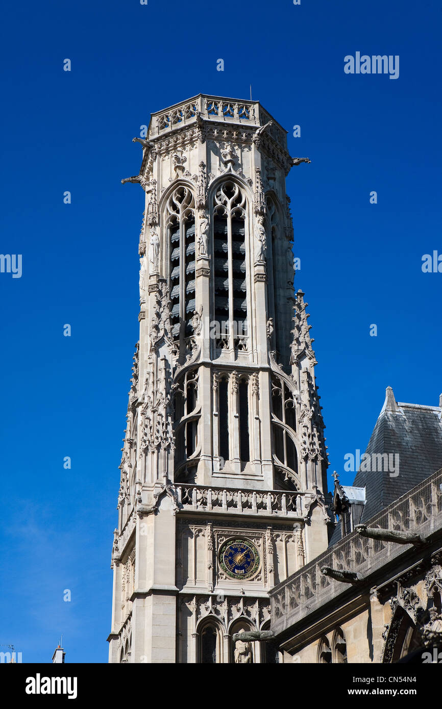 France, Paris, belfry of Saint Germain l'Auxerrois Church Stock Photo ...