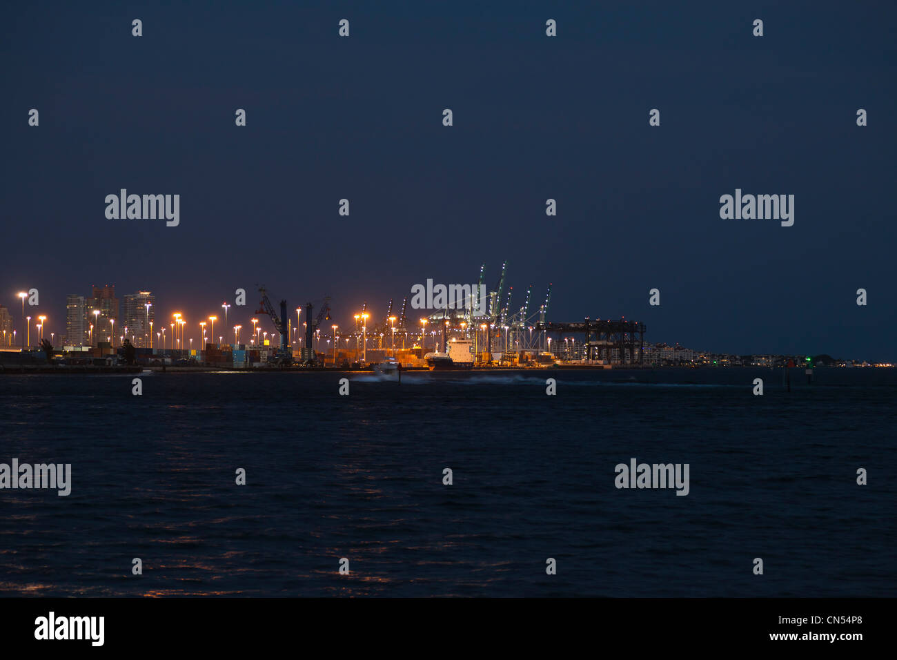 Port of Miami at dusk, Florida, USA Stock Photo - Alamy