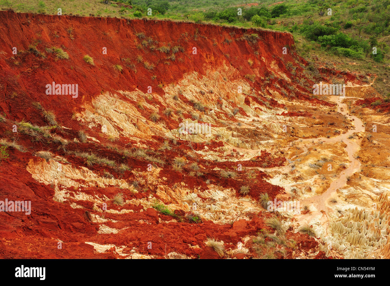 Madagascar, Tsingy Rouge, natural red chalky formation in the nature ...