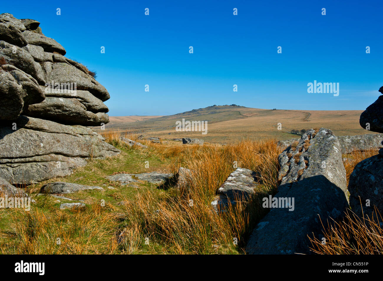 Kings Tor on The Western Edge of Dartmoor National Park with the Tors ...