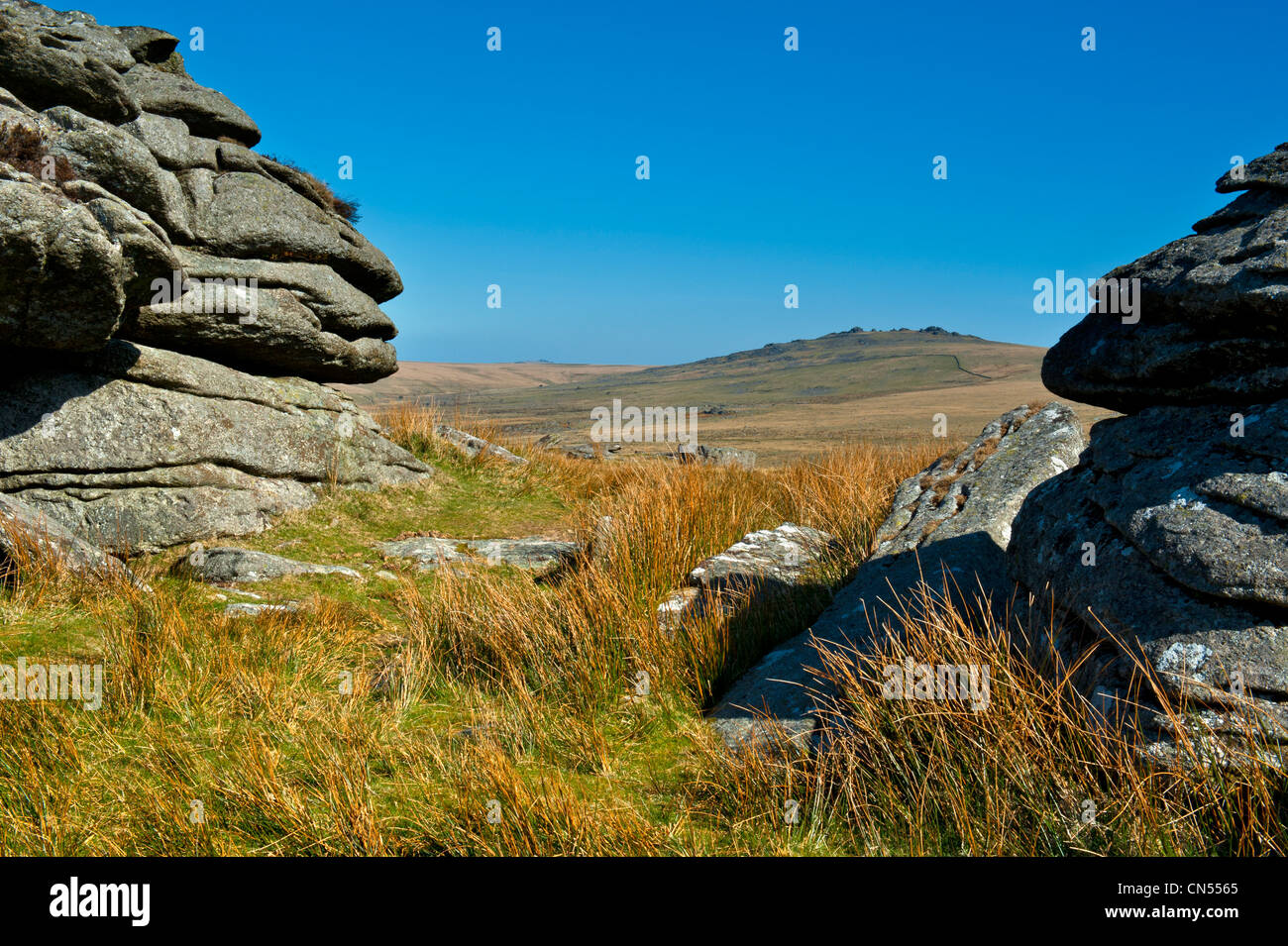 Kings Tor on The Western Edge of Dartmoor National Park with the Tors ...