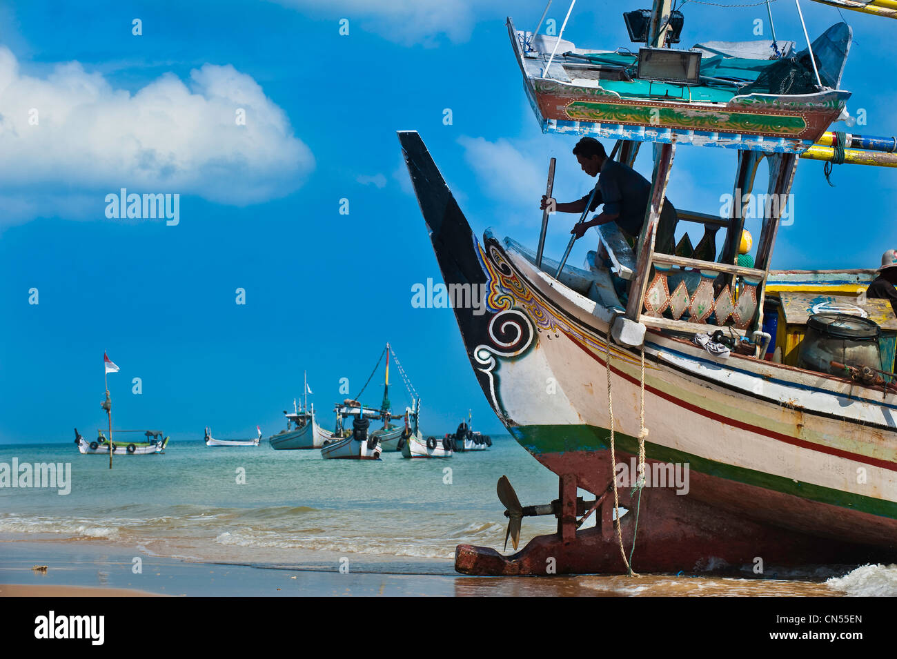 Indonesia and fishing boats hi-res stock photography and images - Alamy