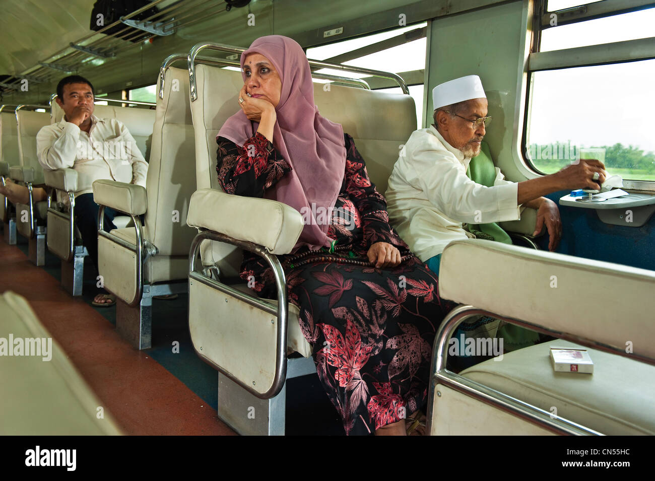 Indonesia, Java, East Java Province, Surabaya, in the train between ...