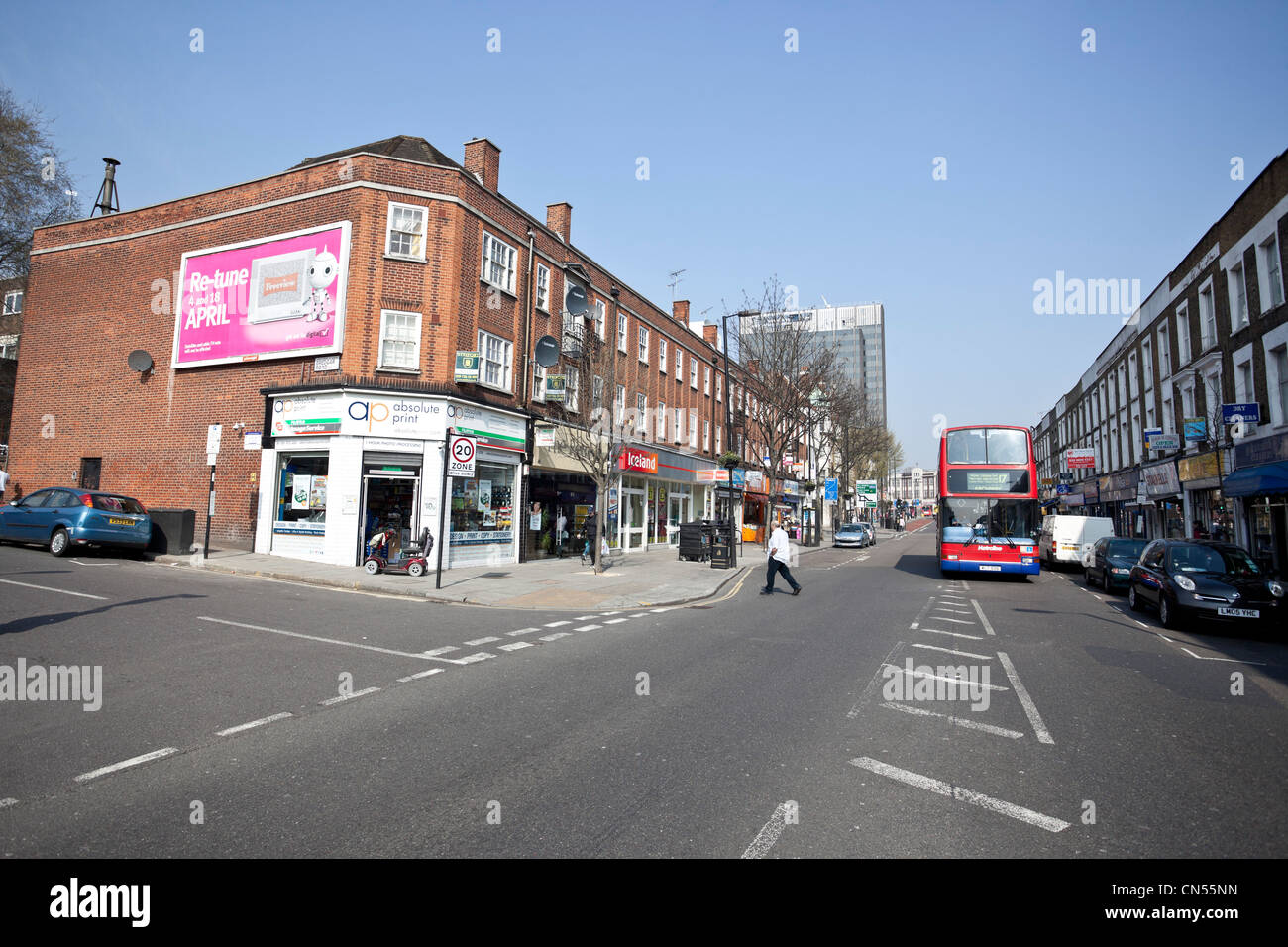 Street scene on Junction Road, Borough of Islinton, London, England, UK ...