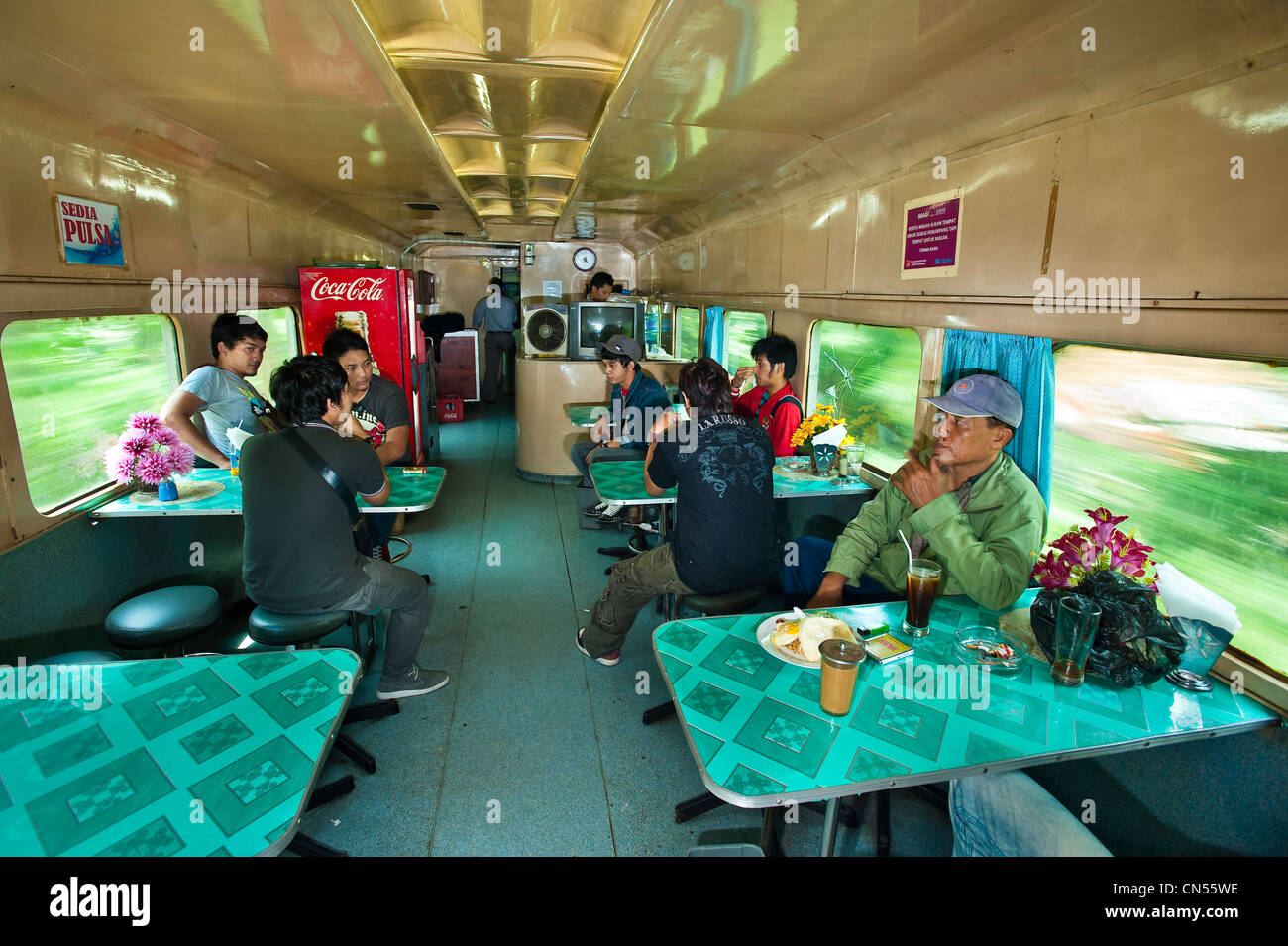 Indonesia, Java, Central Java Province, in the train between Yogyakarta ...