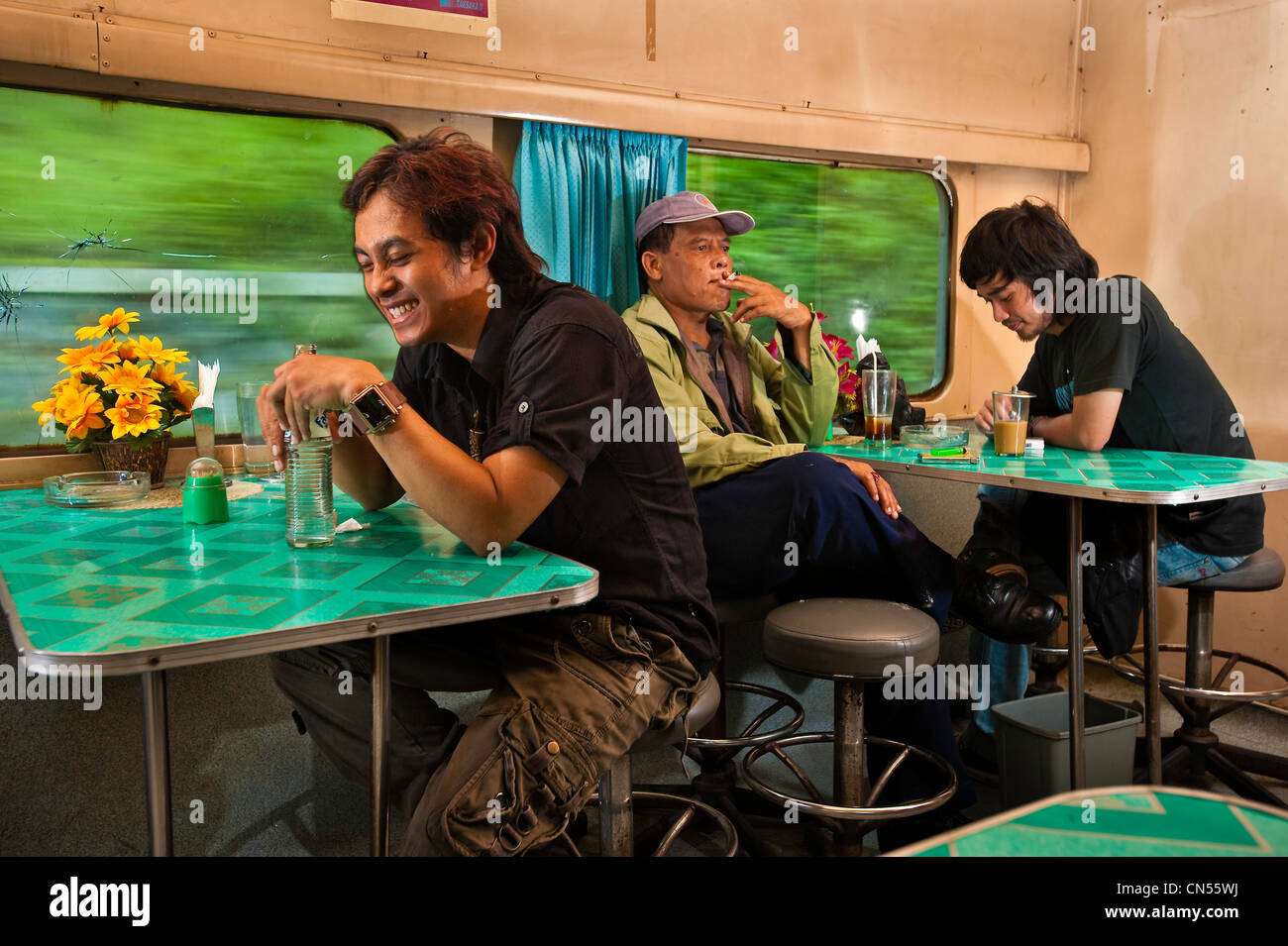 Indonesia, Java, Central Java Province, in the train between Yogyakarta ...