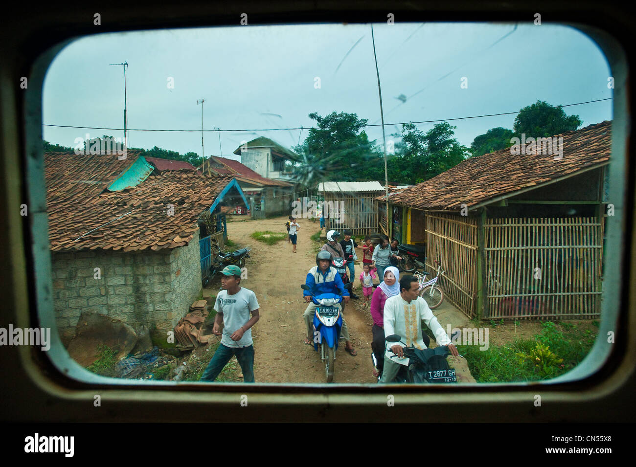 Indonesia, Java, Central Java Province, in the train between Yogyakarta ...
