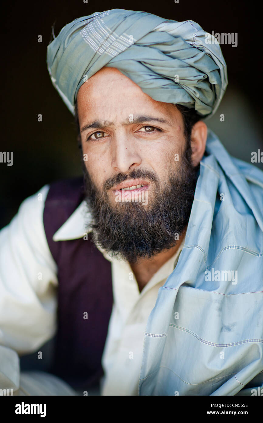 Afghanistan, Bamiyan province, Bamiyan, portrait of a man of Persian ...