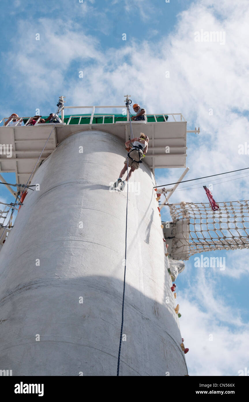 rock climbing and rappelling ropes course Stock Photo - Alamy