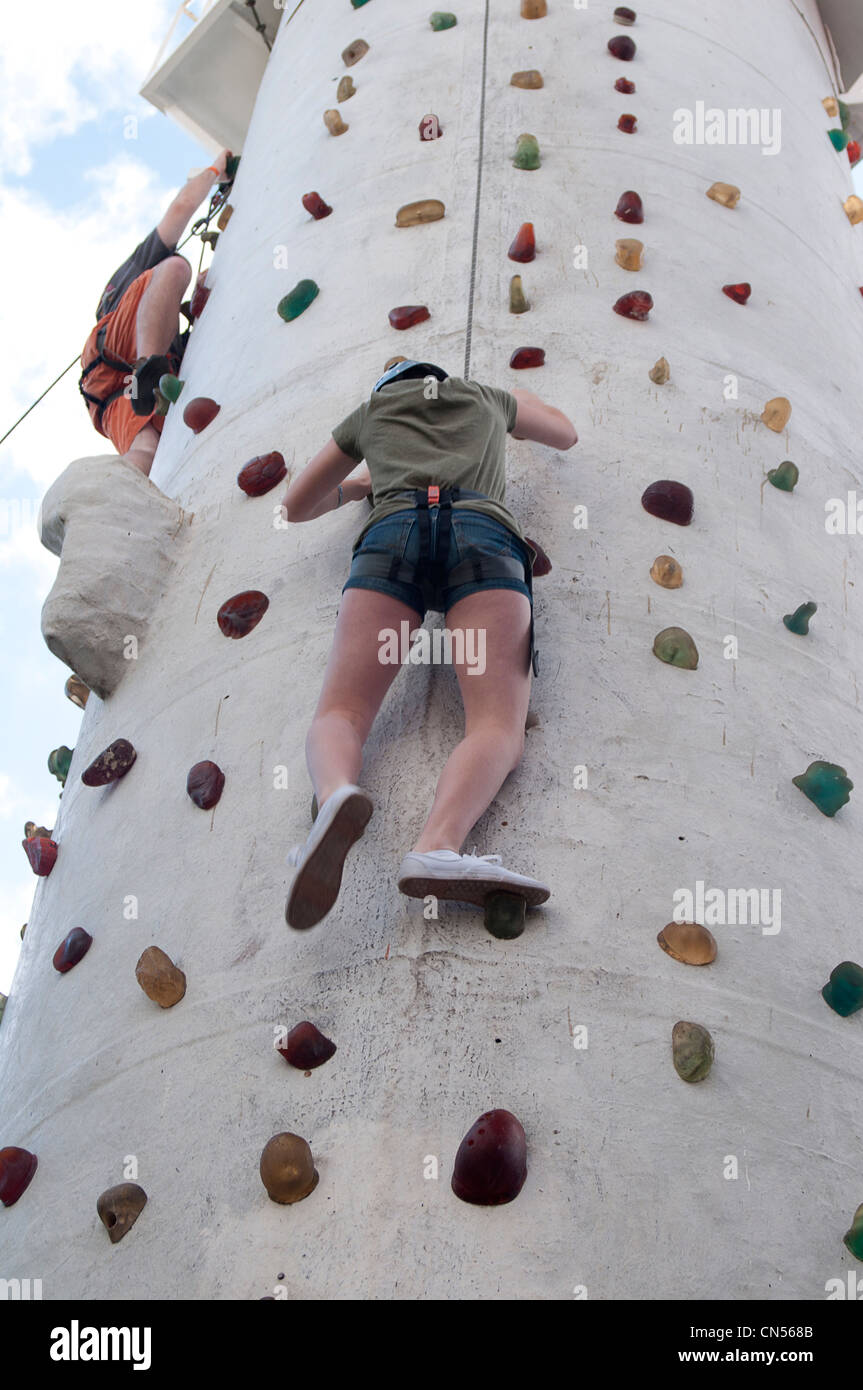 rock climbing and rappelling ropes course Stock Photo - Alamy