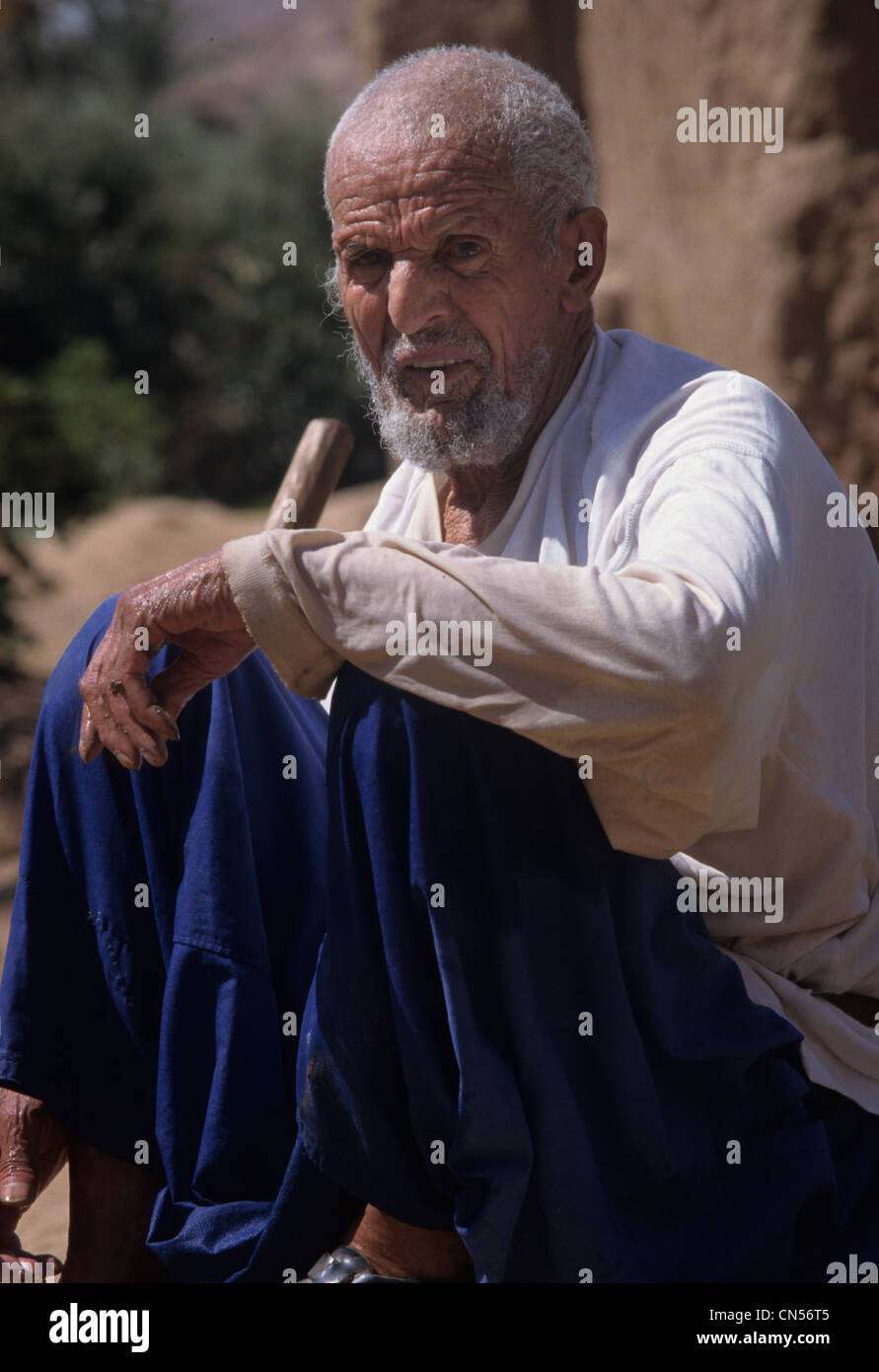 Portrait of an old Moroccan farmer man in Gorges du Todra, Morocco ...