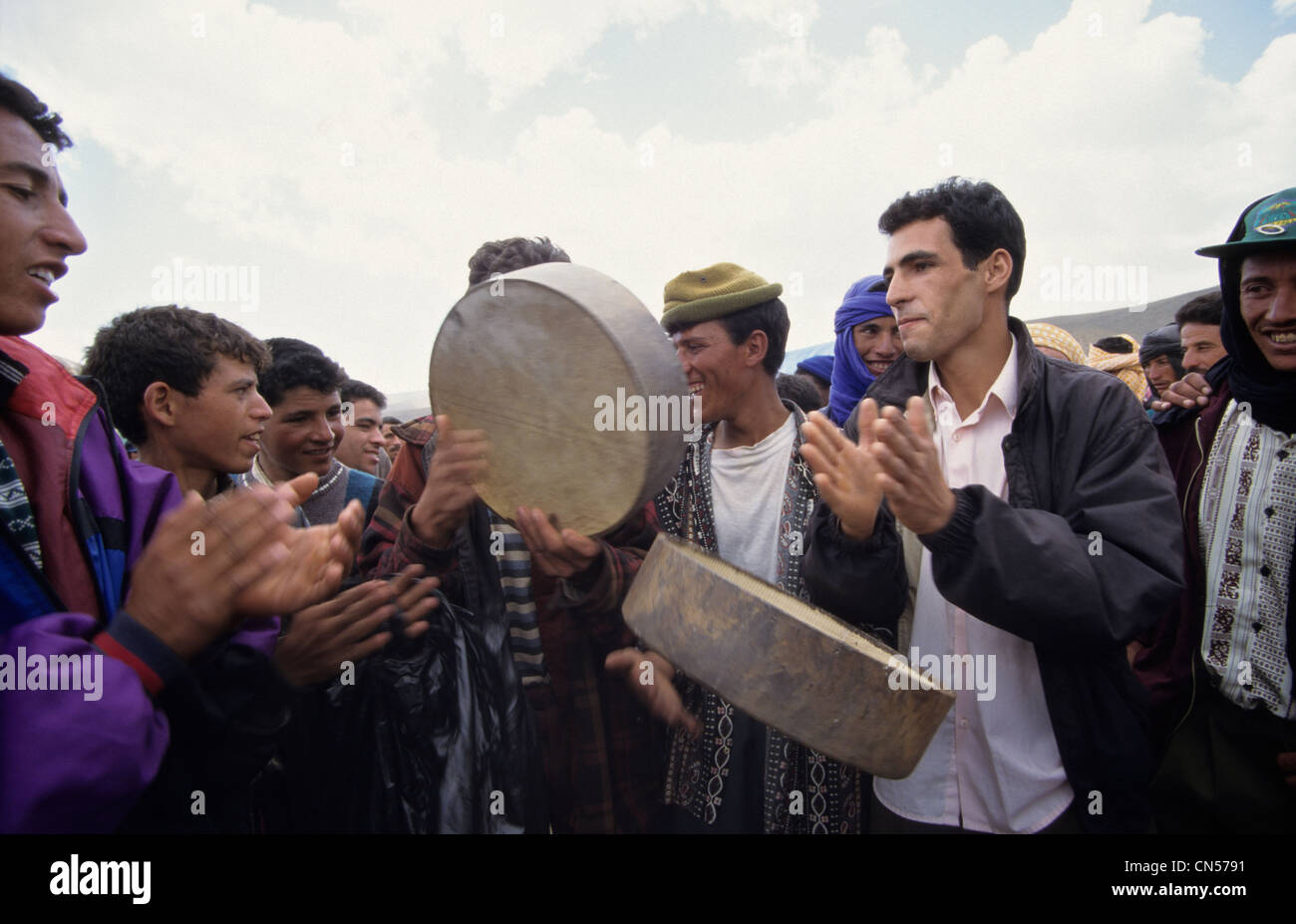 Berber Musicians of celebration in the Atlas Mountains, Morocco Stock ...