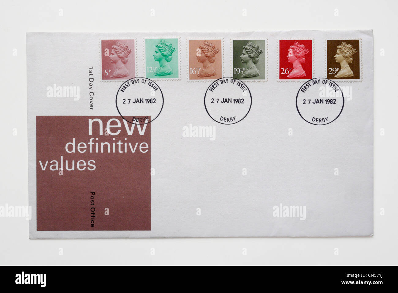 Queen Elizabeth II, British stamp first day cover, of a release of ...