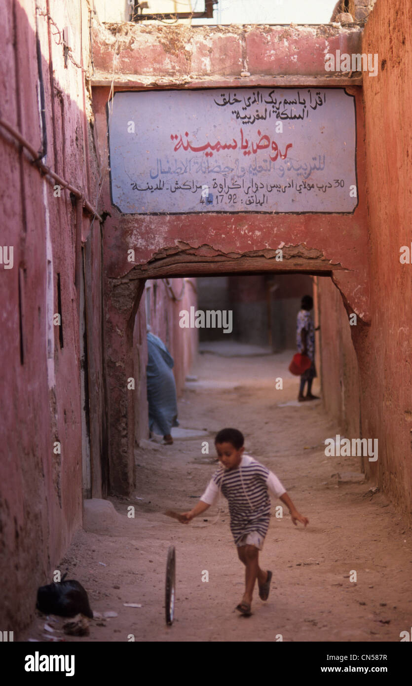 Scene of a Moroccan child playing in the streets of Marrakech Stock ...