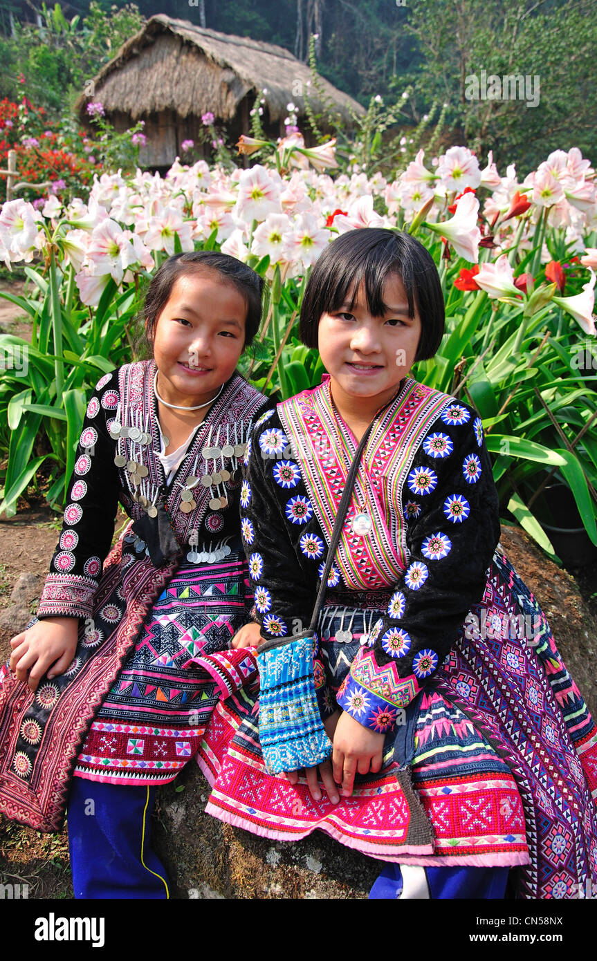 Akha Hill Tribe children in Hill Tribes Village Museum and gardens ...