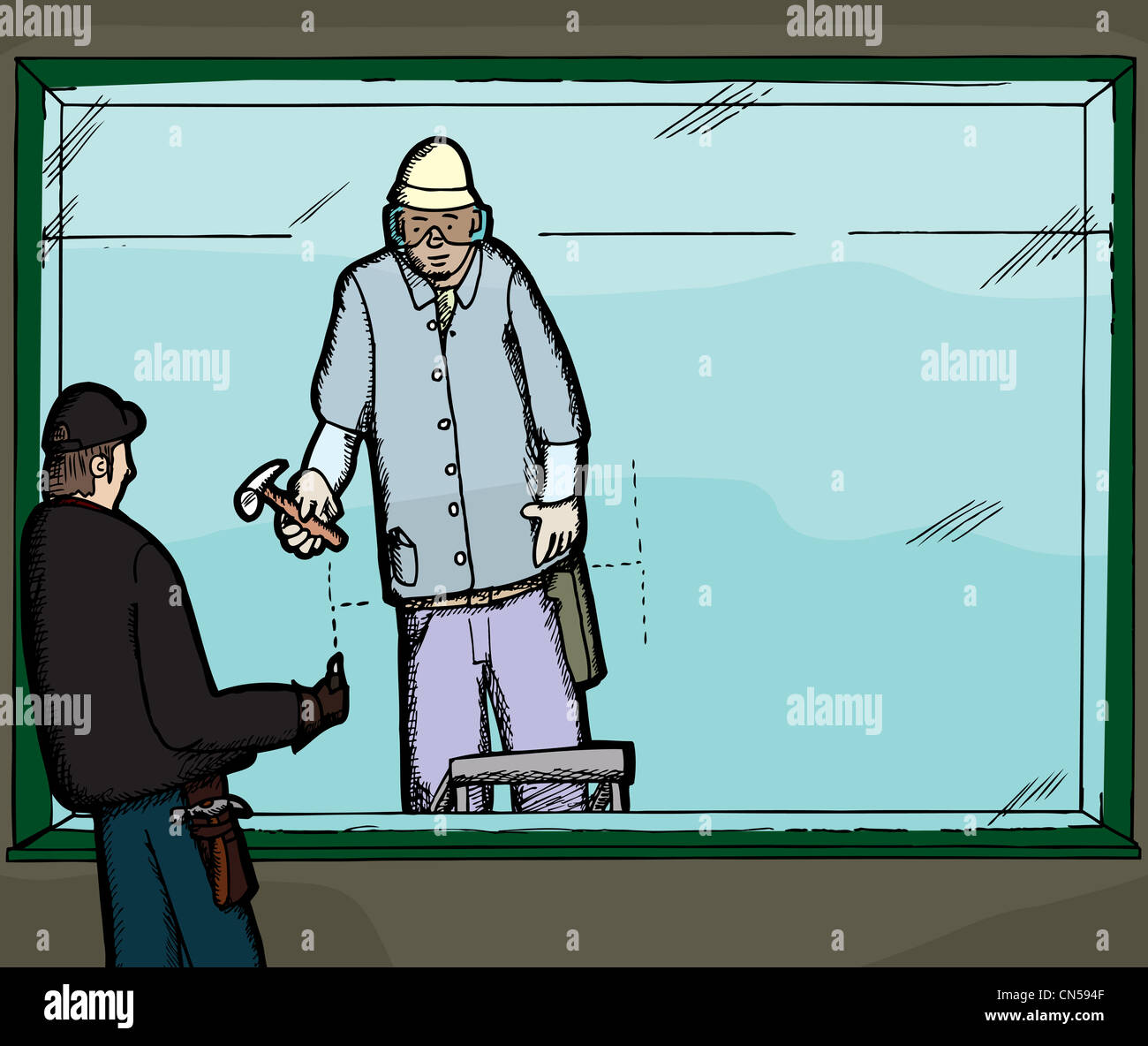 Large latino man hand cutting hi-res stock photography and images - Alamy