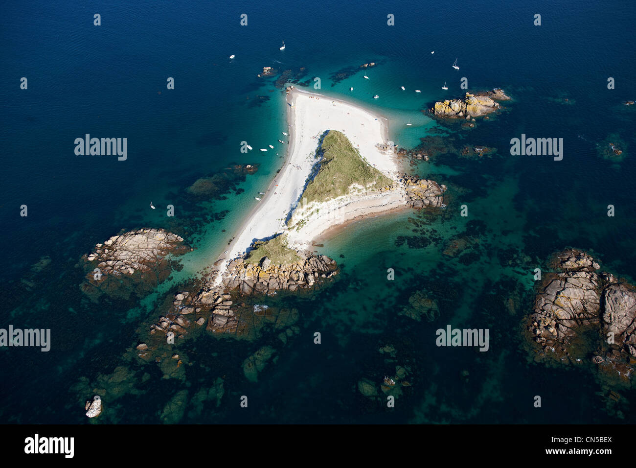 France, Cotes d'Armor, Trebeurden, Ile Molene (aerial view Stock Photo ...