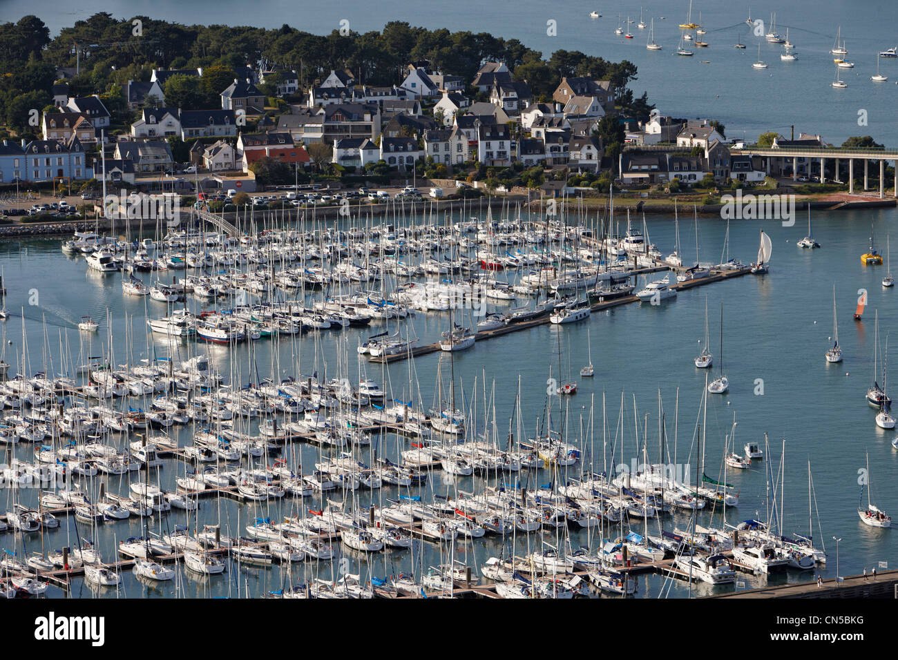 France, Morbihan, La Trinite sur Mer, the harbour (aerial view Stock ...