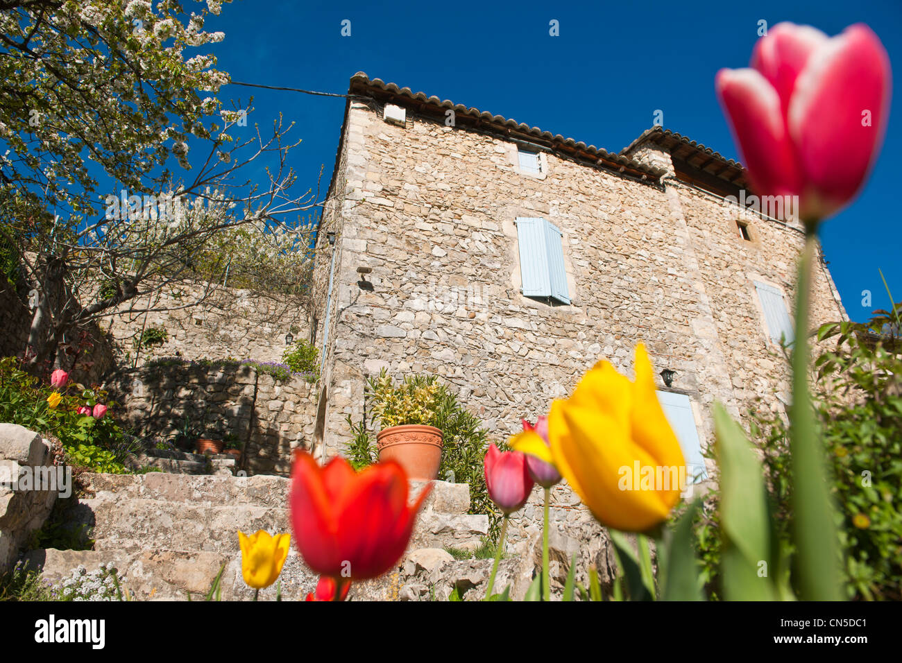 France, Drome, Drome Provencale, Mirmande, labeled Les Plus Beaux Villages de France (The Most ...