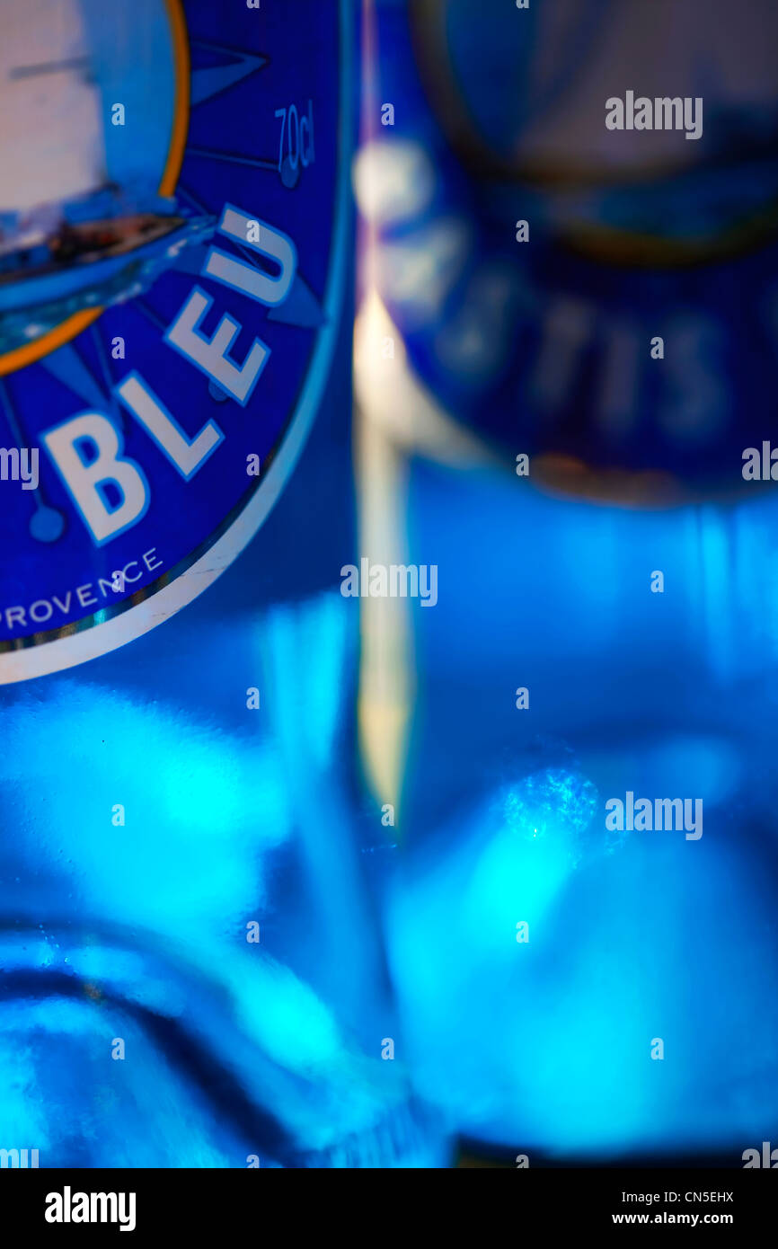 France, Bouches du Rhone, the Pastis Bleu Janot (typical aniseed ...