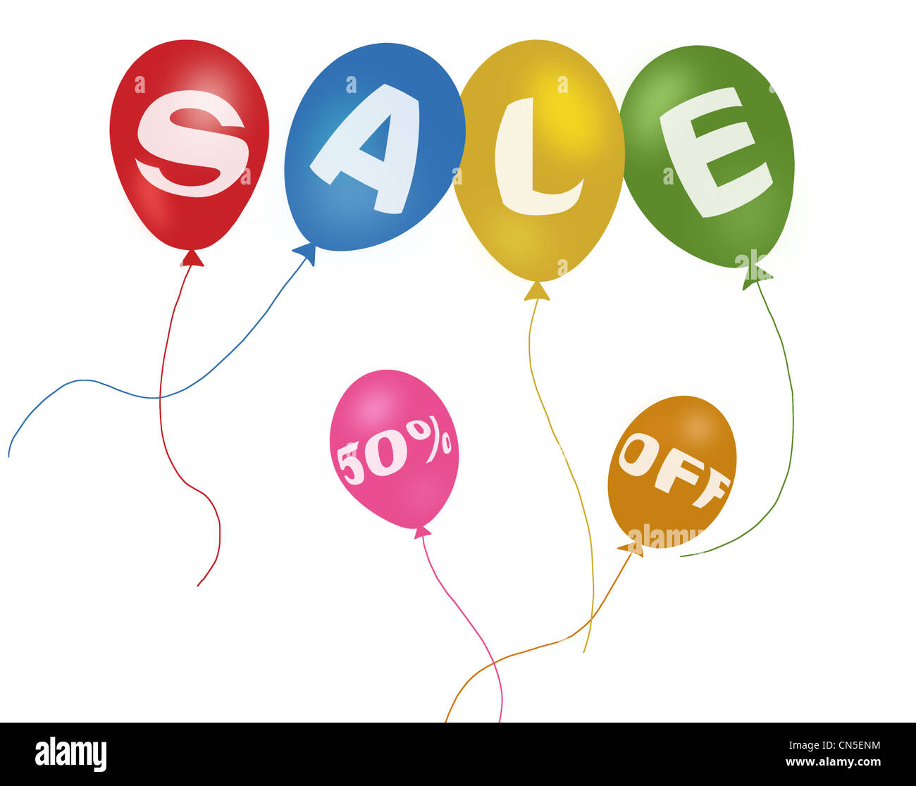 Colorful balloons sale with clipping path Stock Photo - Alamy