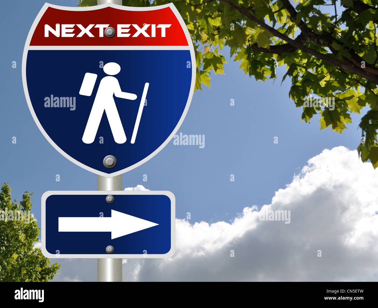 Hiking road sign Stock Photo - Alamy