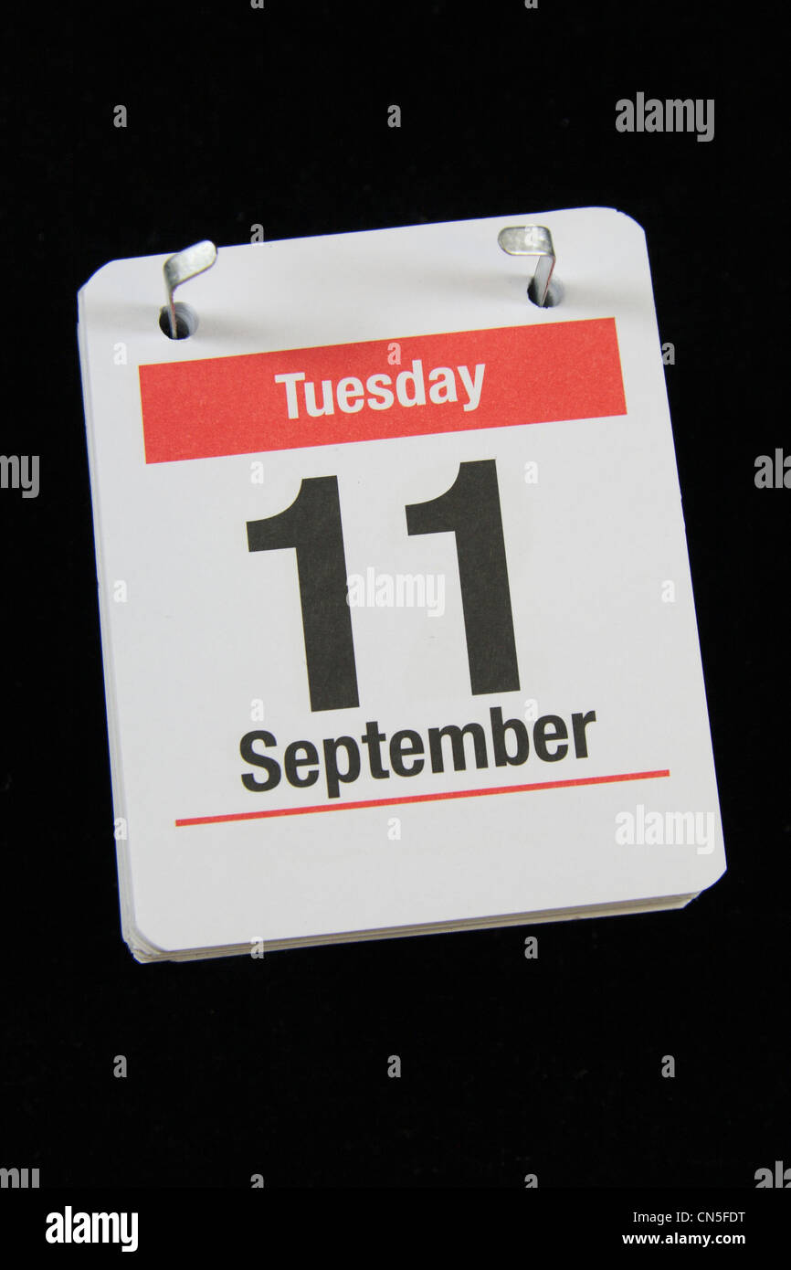 Small calender page showing Tuesday 11th September, the date of the Al ...
