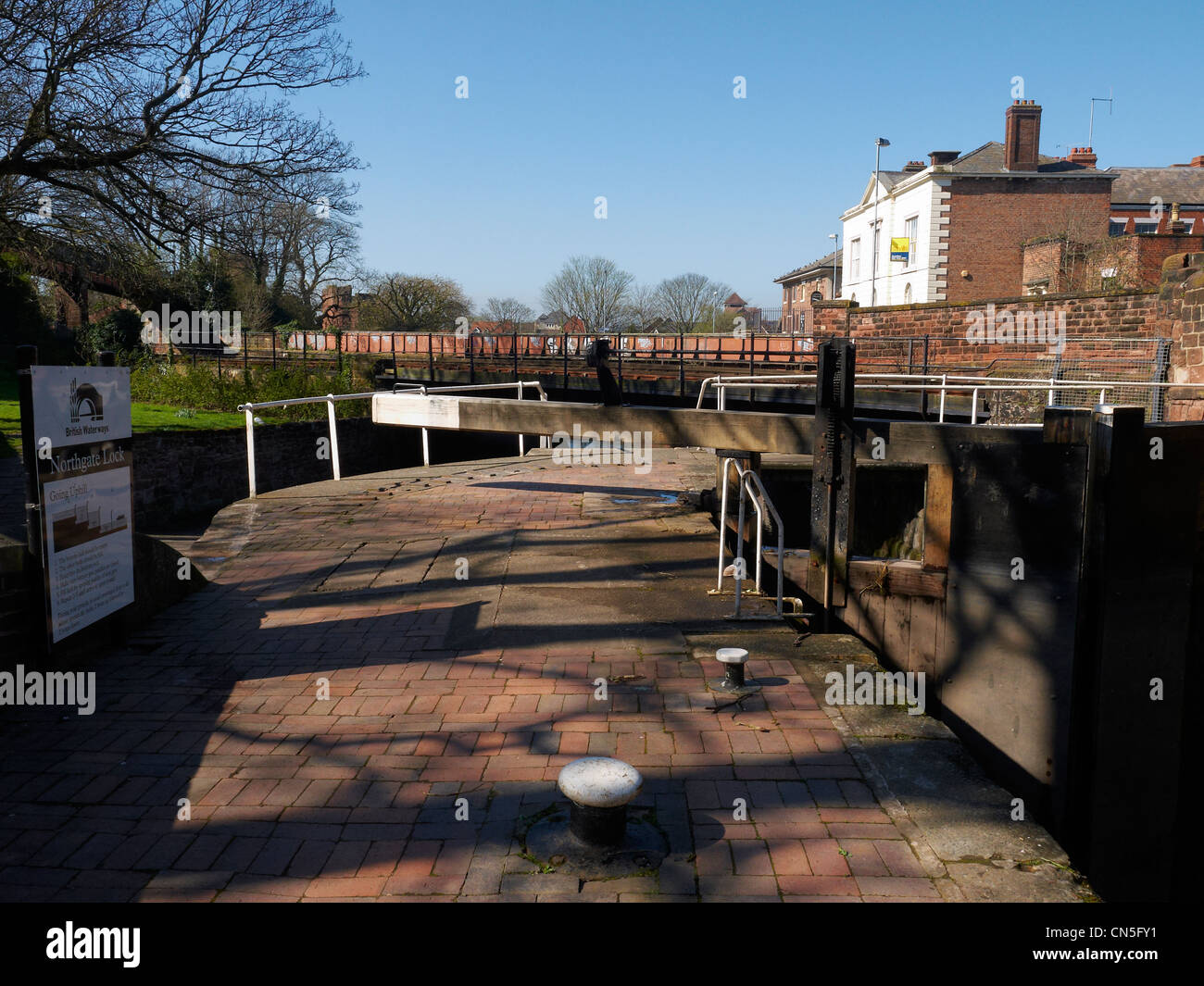 Booth canal locks england nobody cheshire up down three 3 hi-res stock ...