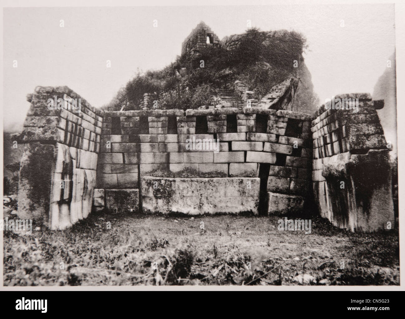 Peru, Cuzco Province, Cuzco, reproduction of an old postcard, the Machu ...