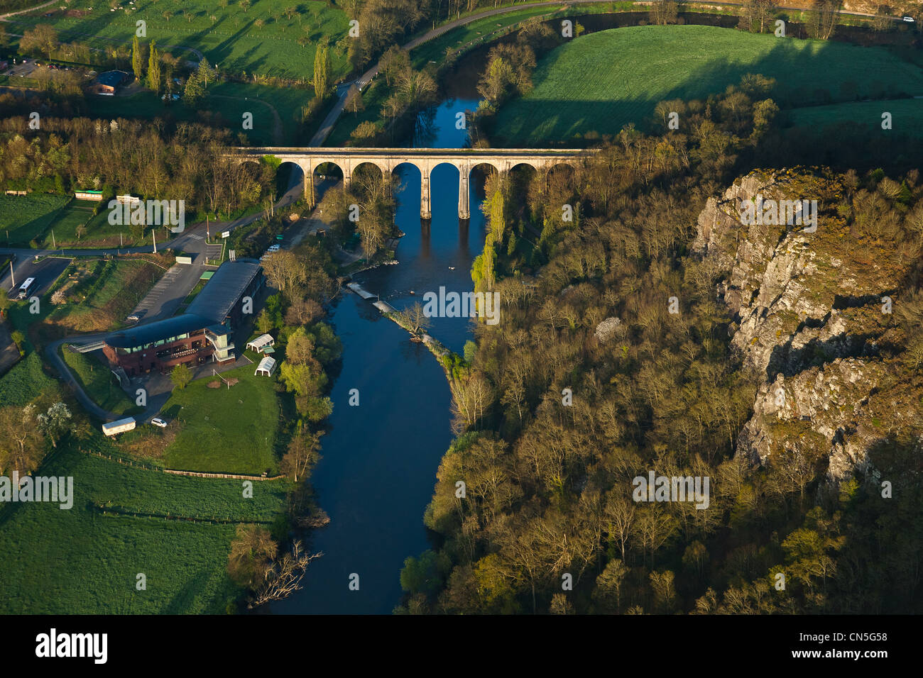 France, Calvados, Swiss Normandy, Orne valley, Clecy, bridge over the ...