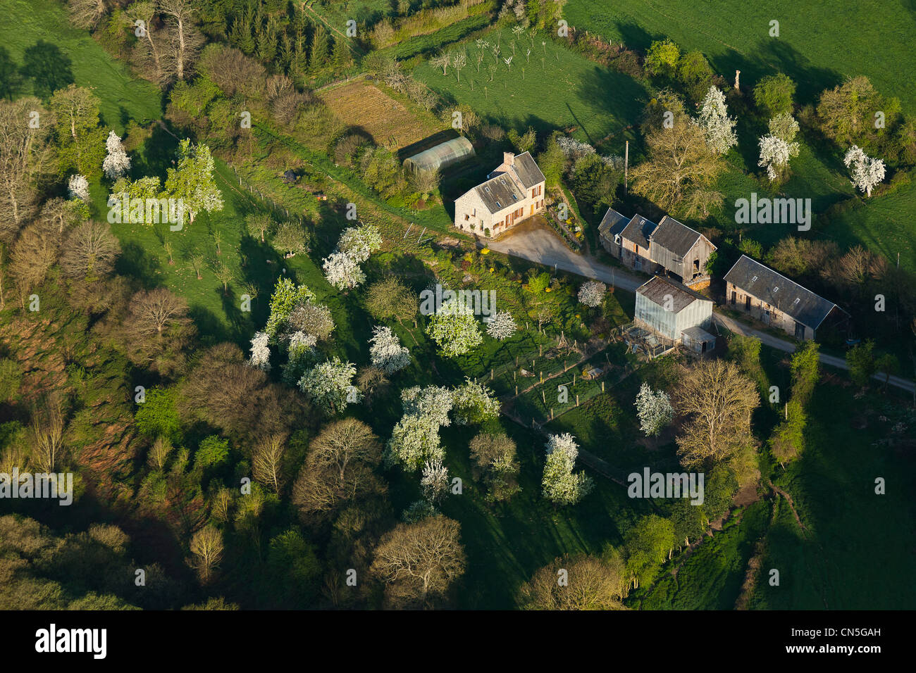 France, Calvados, Swiss Normandy, St Pierre la Vieille (aerial view ...